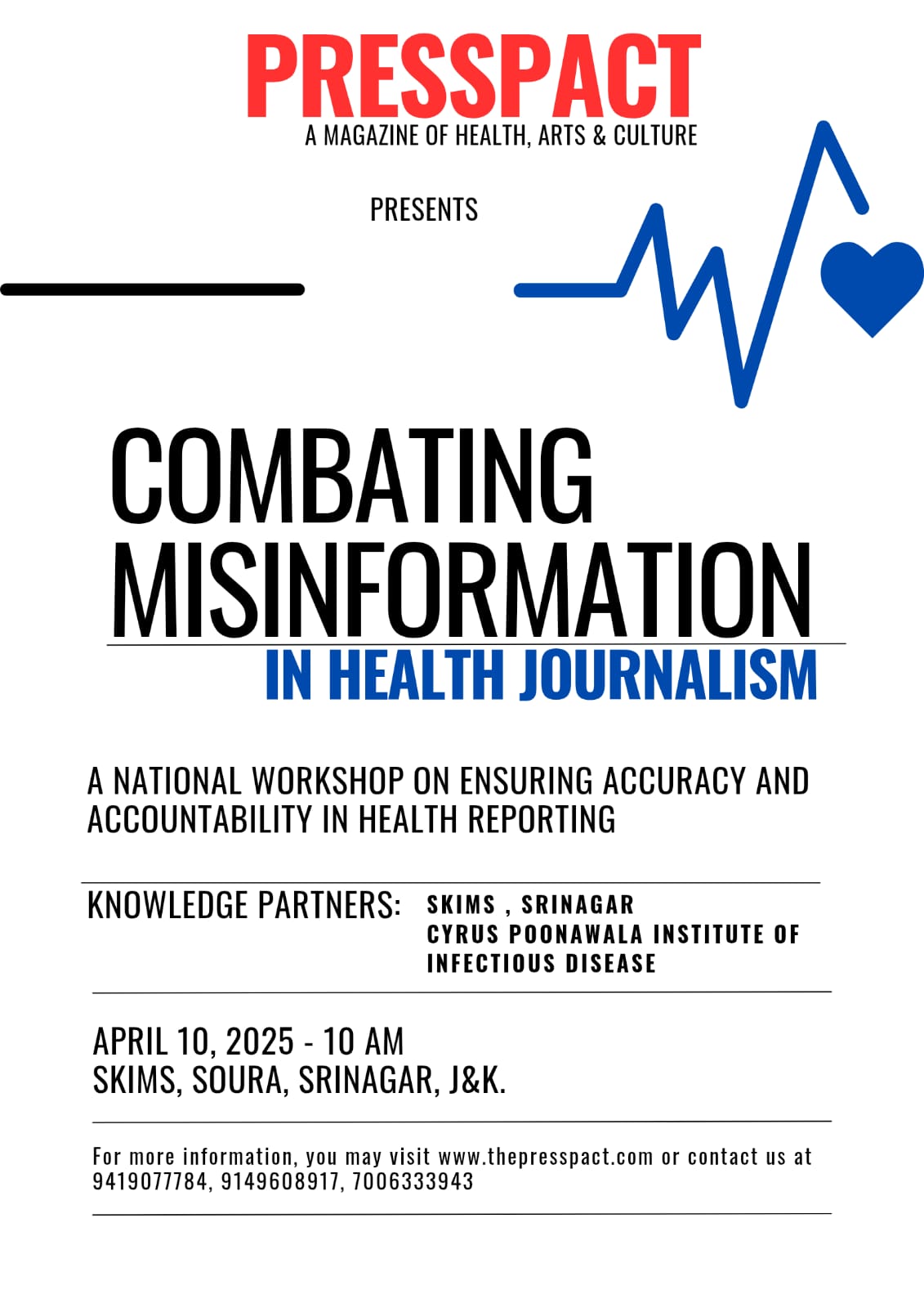 Presspact, SKIMS, Cyrus Poonawala Institute To Organize Workshop on Combating Health ...